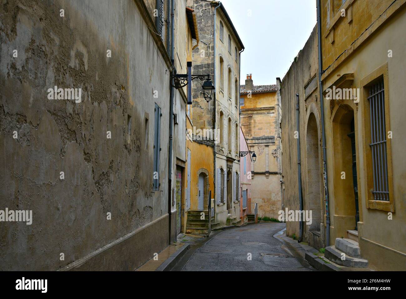 Provençal style architecture in the historic center of Arles in ...