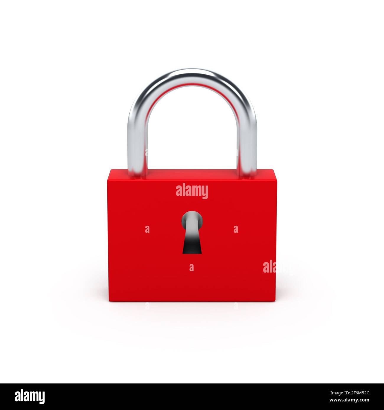 Red lock isolated on white background. 3D illustration. Access denied ...