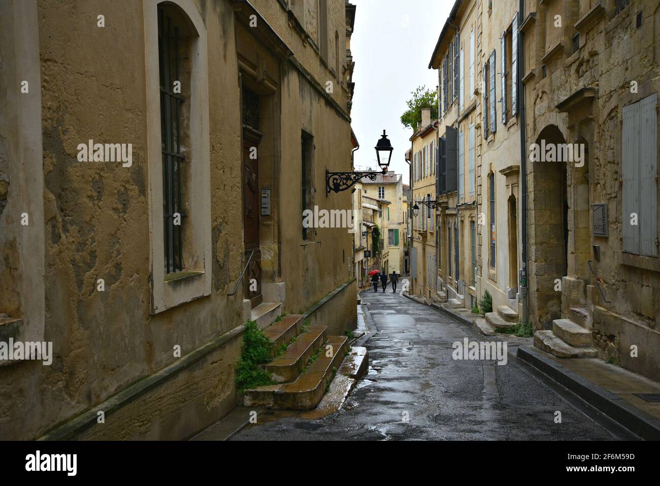 Provençal style architecture in the historic center of Arles in ...