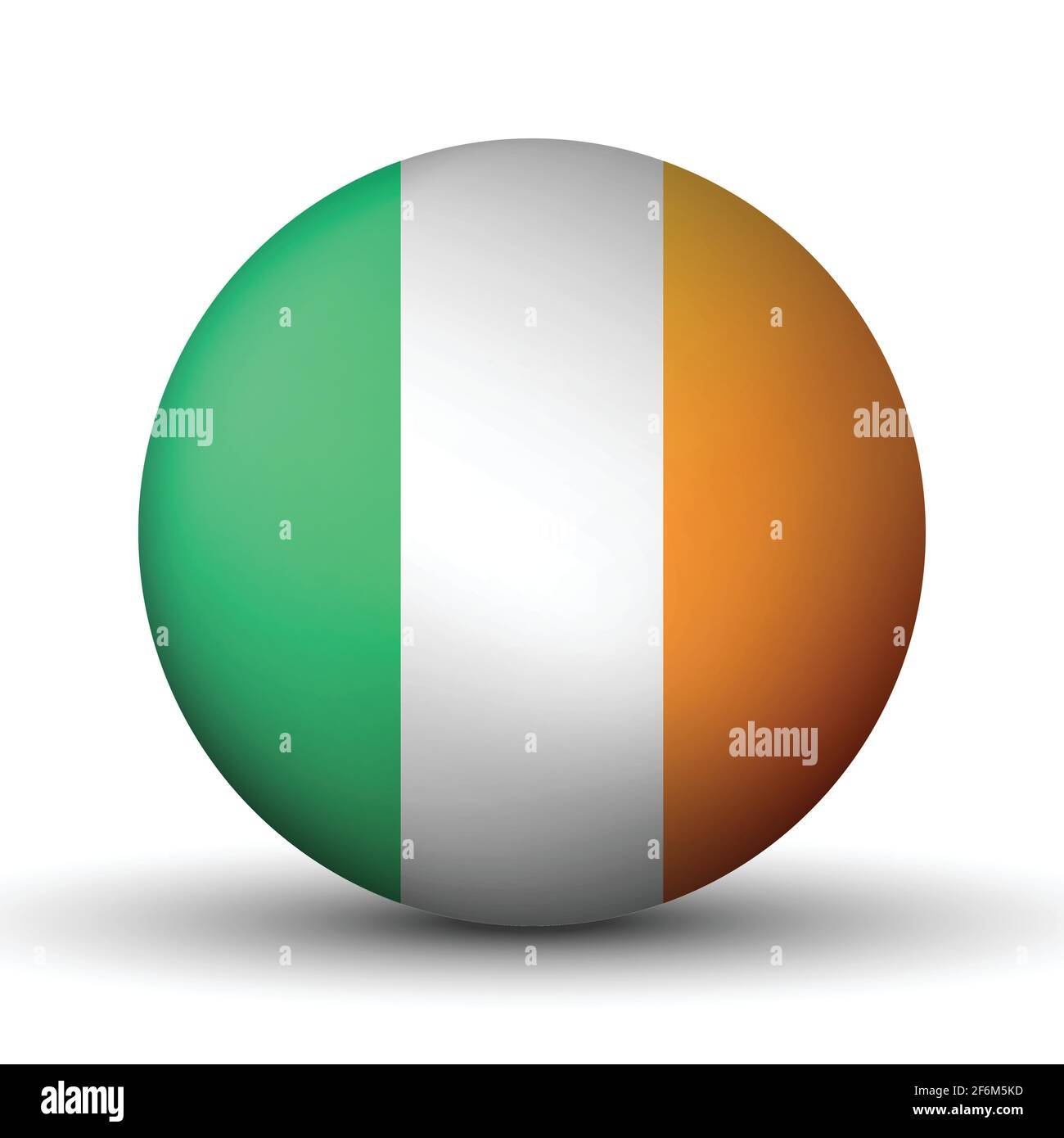 Glass light ball with flag of Ireland. Round sphere, template icon ...