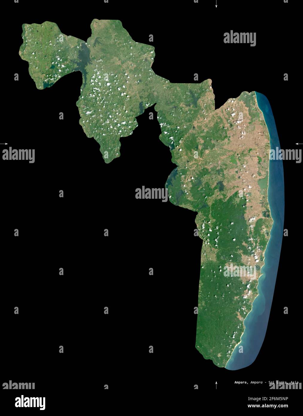 Ampara, district of Sri Lanka. Sentinel-2 satellite imagery. Shape ...