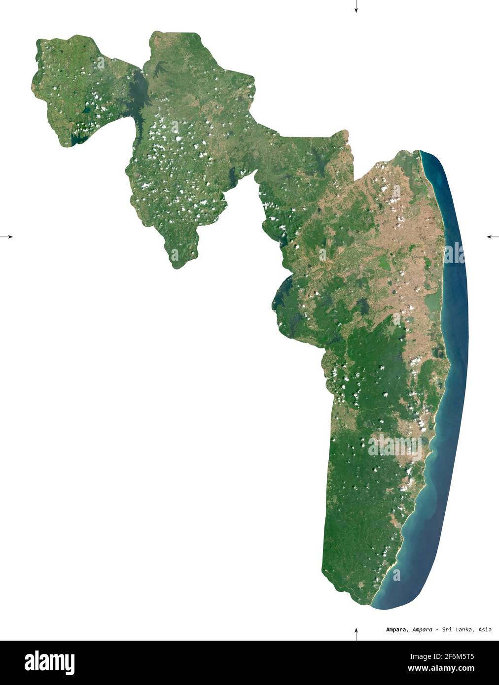 Ampara, district of Sri Lanka. Sentinel-2 satellite imagery. Shape ...