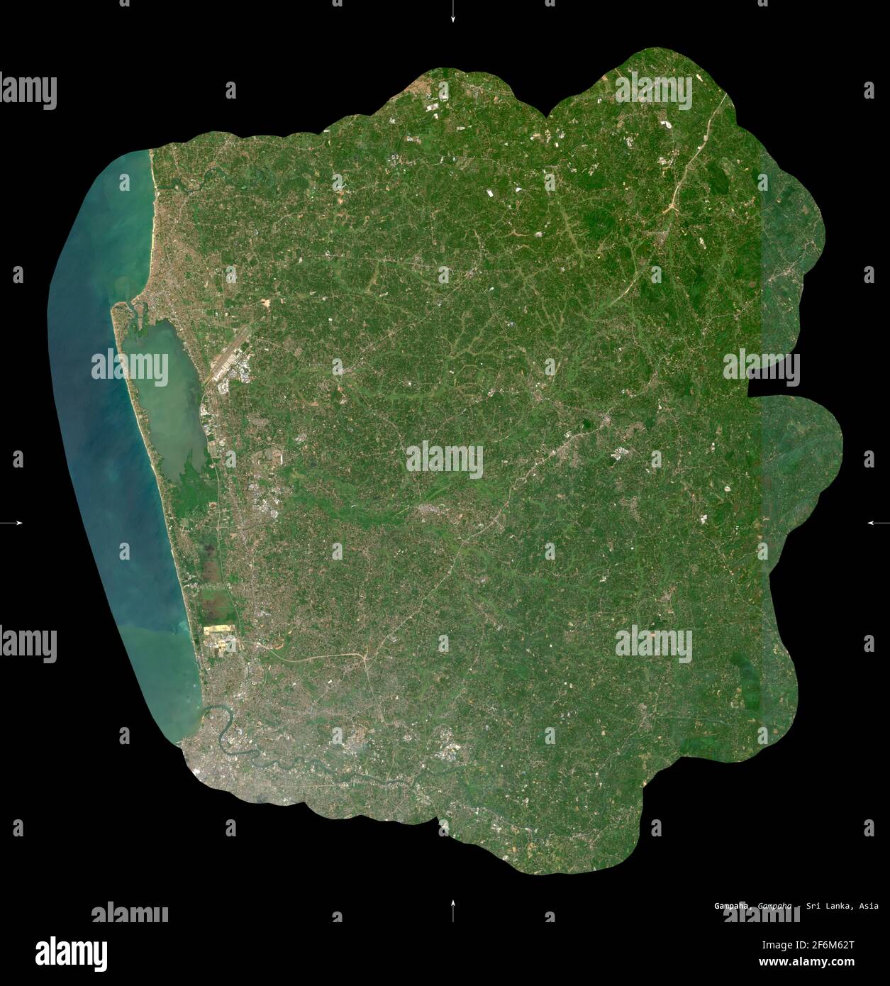 Gampaha, district of Sri Lanka. Sentinel-2 satellite imagery. Shape ...