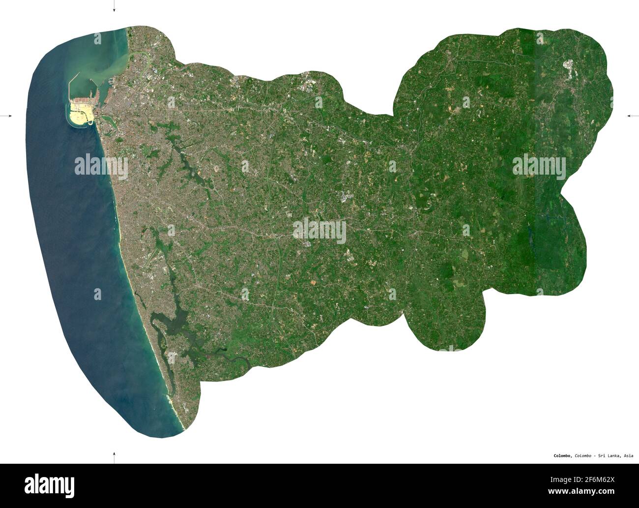 Colombo, district of Sri Lanka. Sentinel-2 satellite imagery. Shape ...