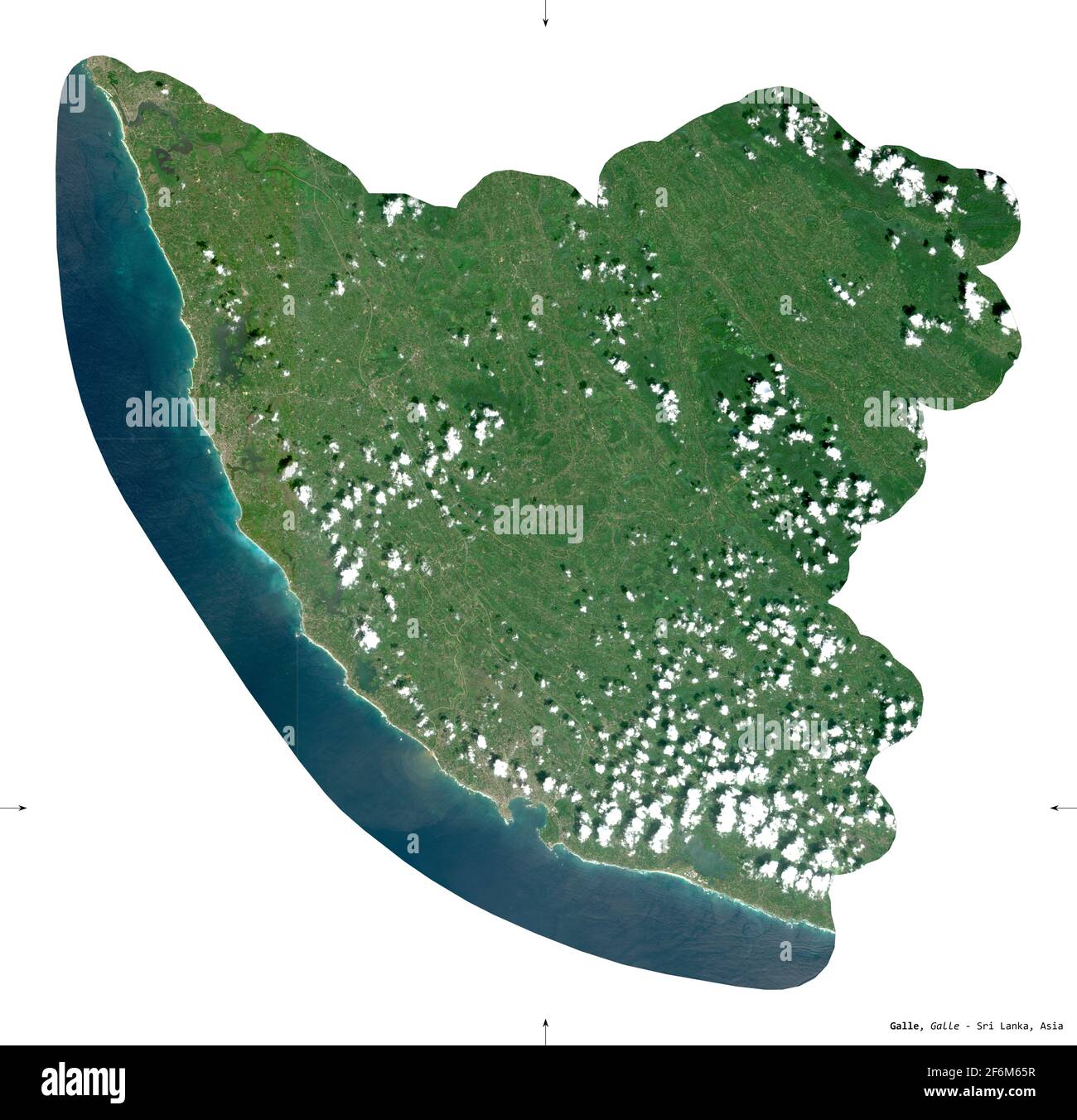Galle, district of Sri Lanka. Sentinel-2 satellite imagery. Shape ...
