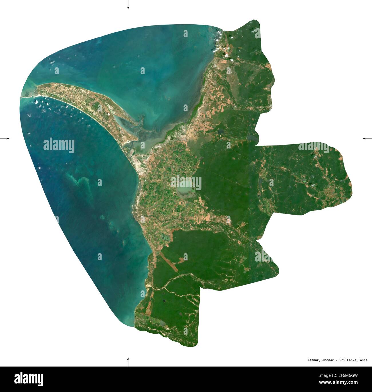 Mannar, district of Sri Lanka. Sentinel-2 satellite imagery. Shape ...