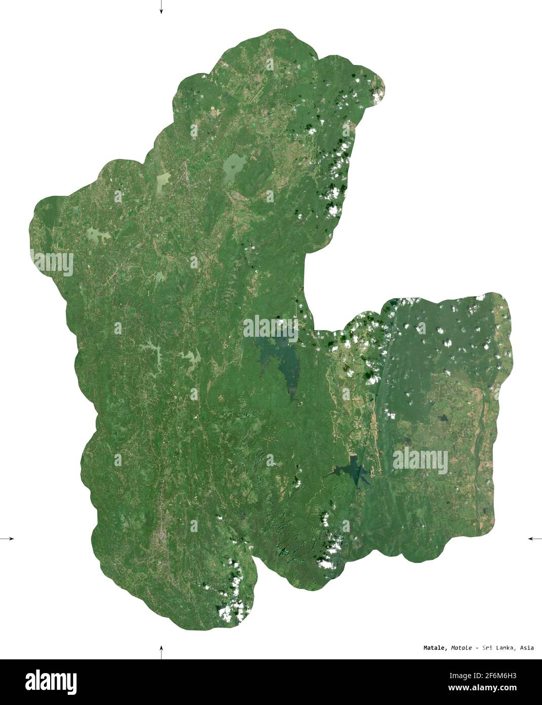Matale, district of Sri Lanka. Sentinel-2 satellite imagery. Shape ...