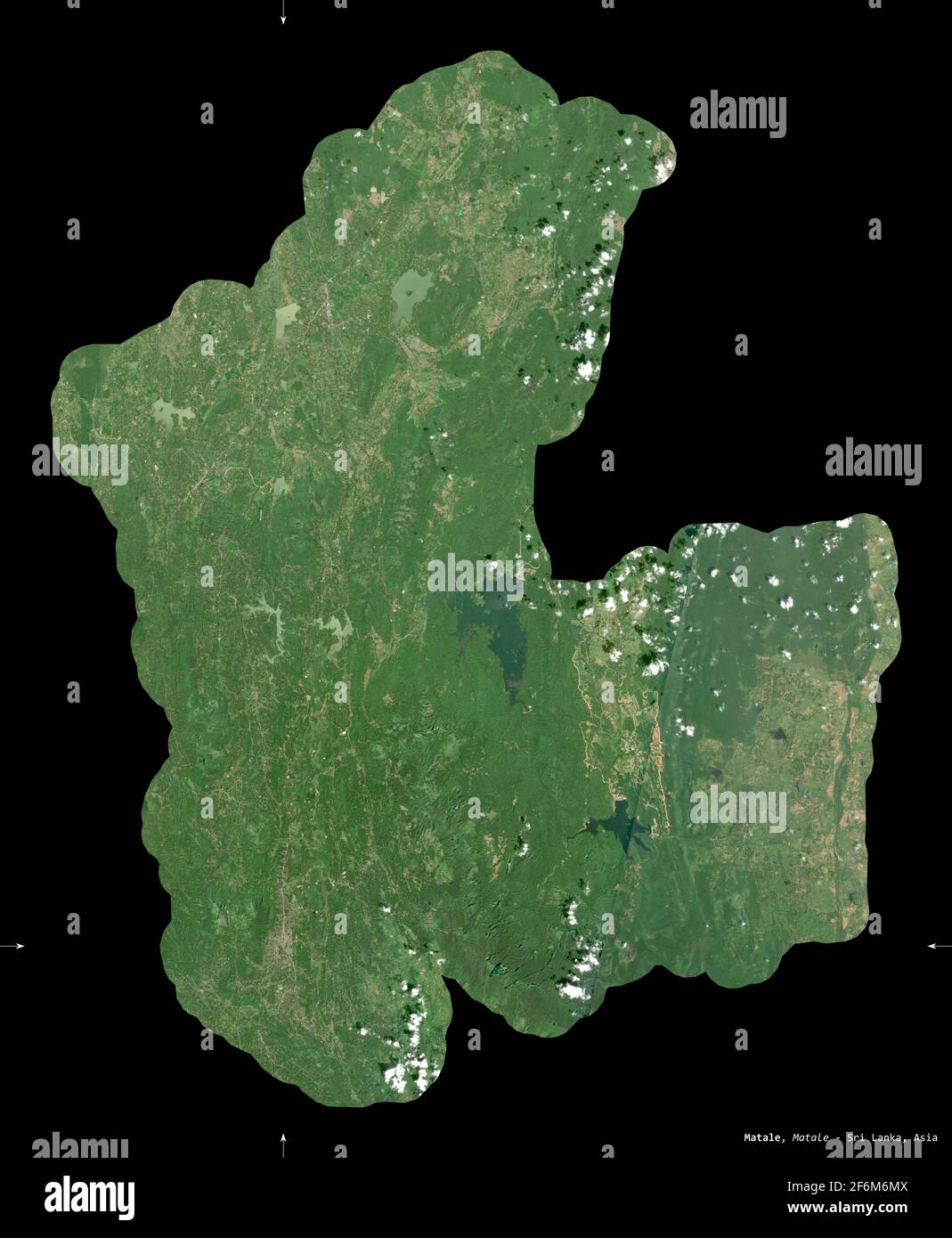 Matale, district of Sri Lanka. Sentinel-2 satellite imagery. Shape ...