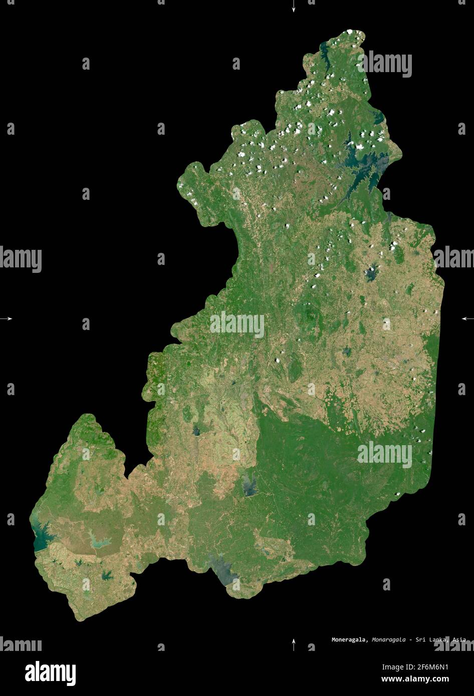 Moneragala, district of Sri Lanka. Sentinel-2 satellite imagery. Shape ...