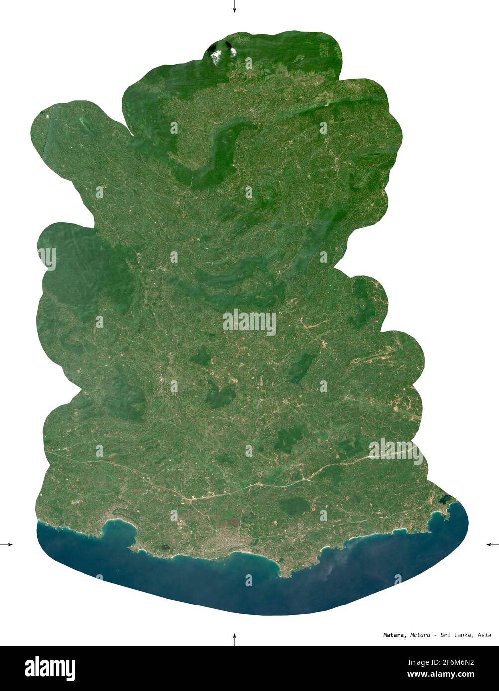 Matara, district of Sri Lanka. Sentinel-2 satellite imagery. Shape ...