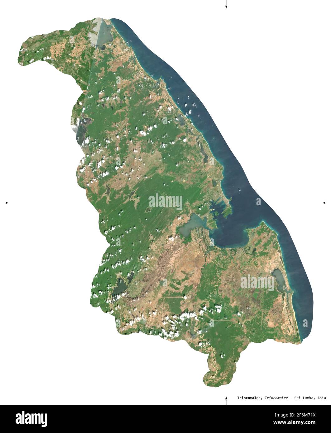 Trincomalee, district of Sri Lanka. Sentinel-2 satellite imagery. Shape ...