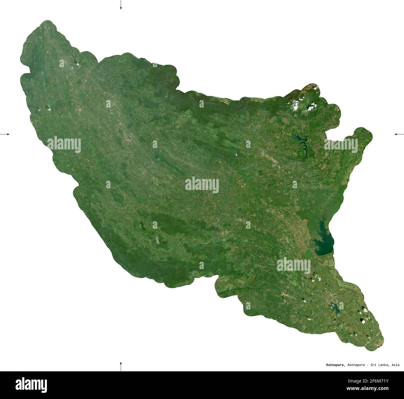 Ratnapura, district of Sri Lanka. Sentinel-2 satellite imagery. Shape ...
