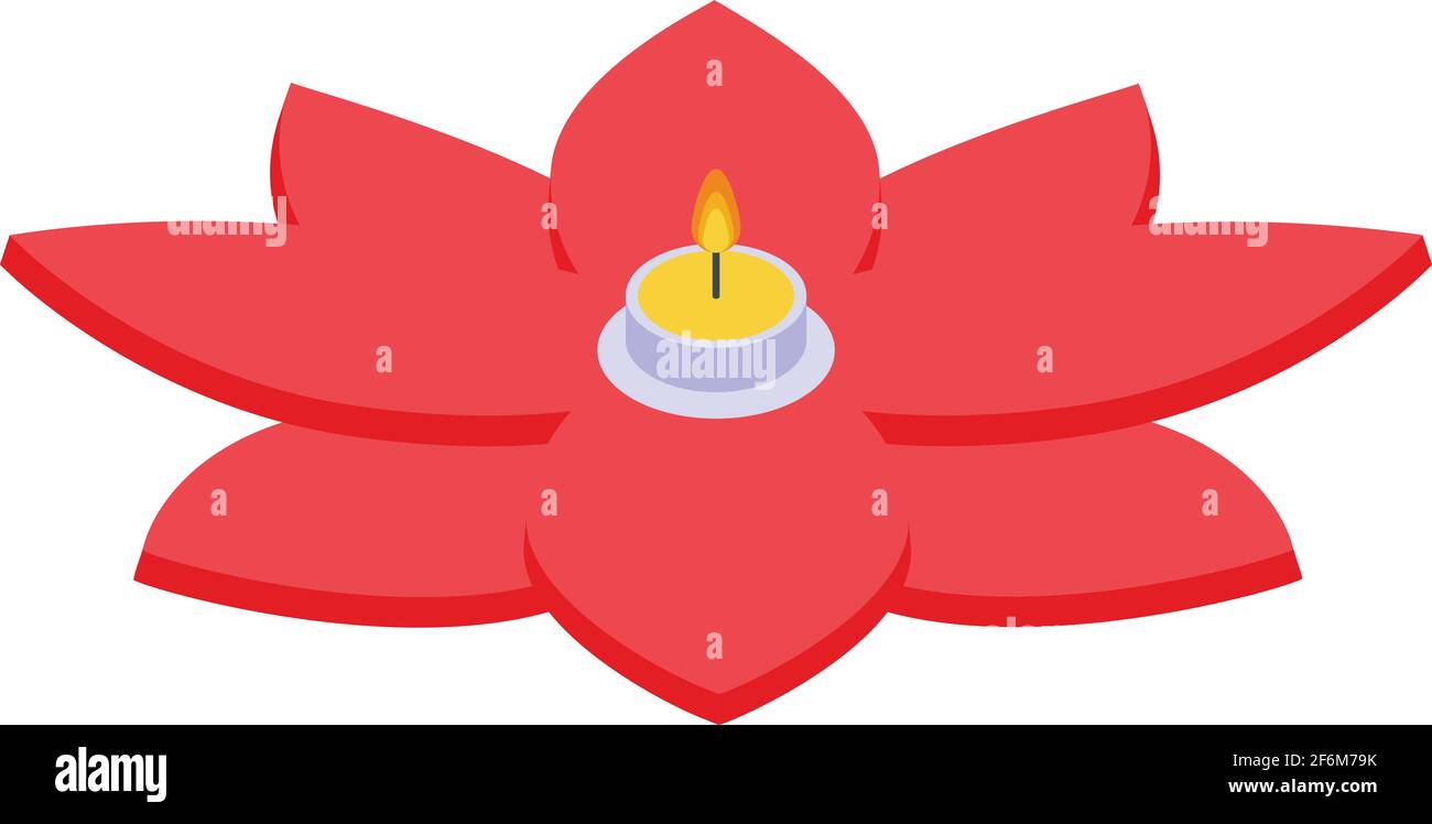 Lotus floating lantern icon. Isometric of Lotus floating lantern vector ...