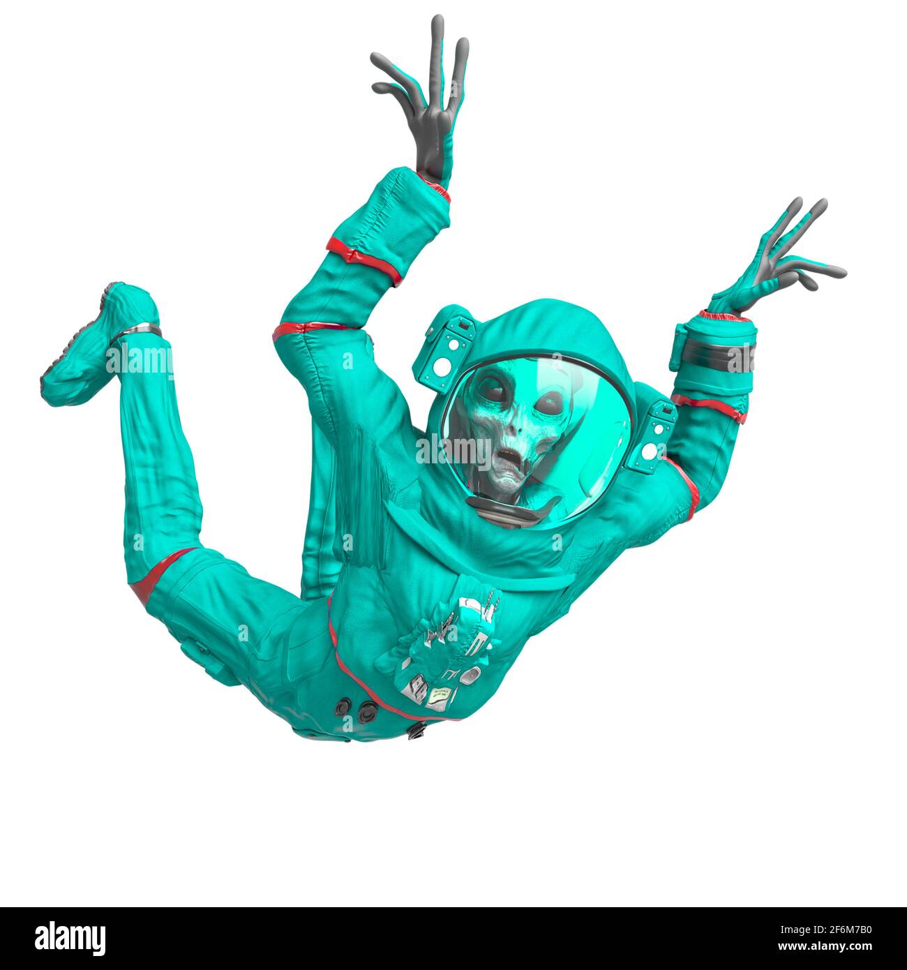 alien astronaut is falling from the sky, 3d illustration Stock Photo ...