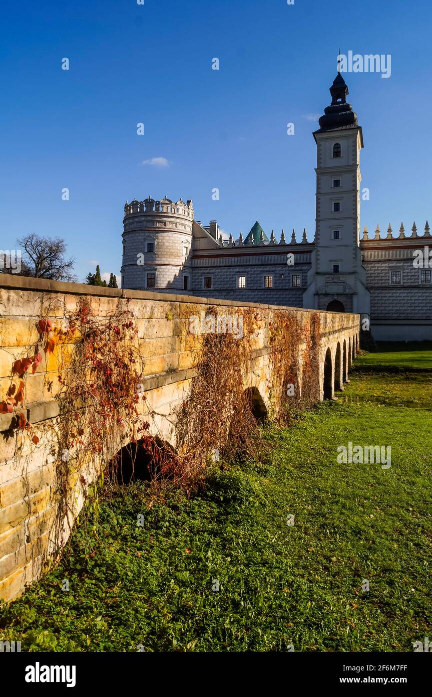 The bridge of the Krasiczyn Castle. Krasiczyn, Poland, Europe Stock ...