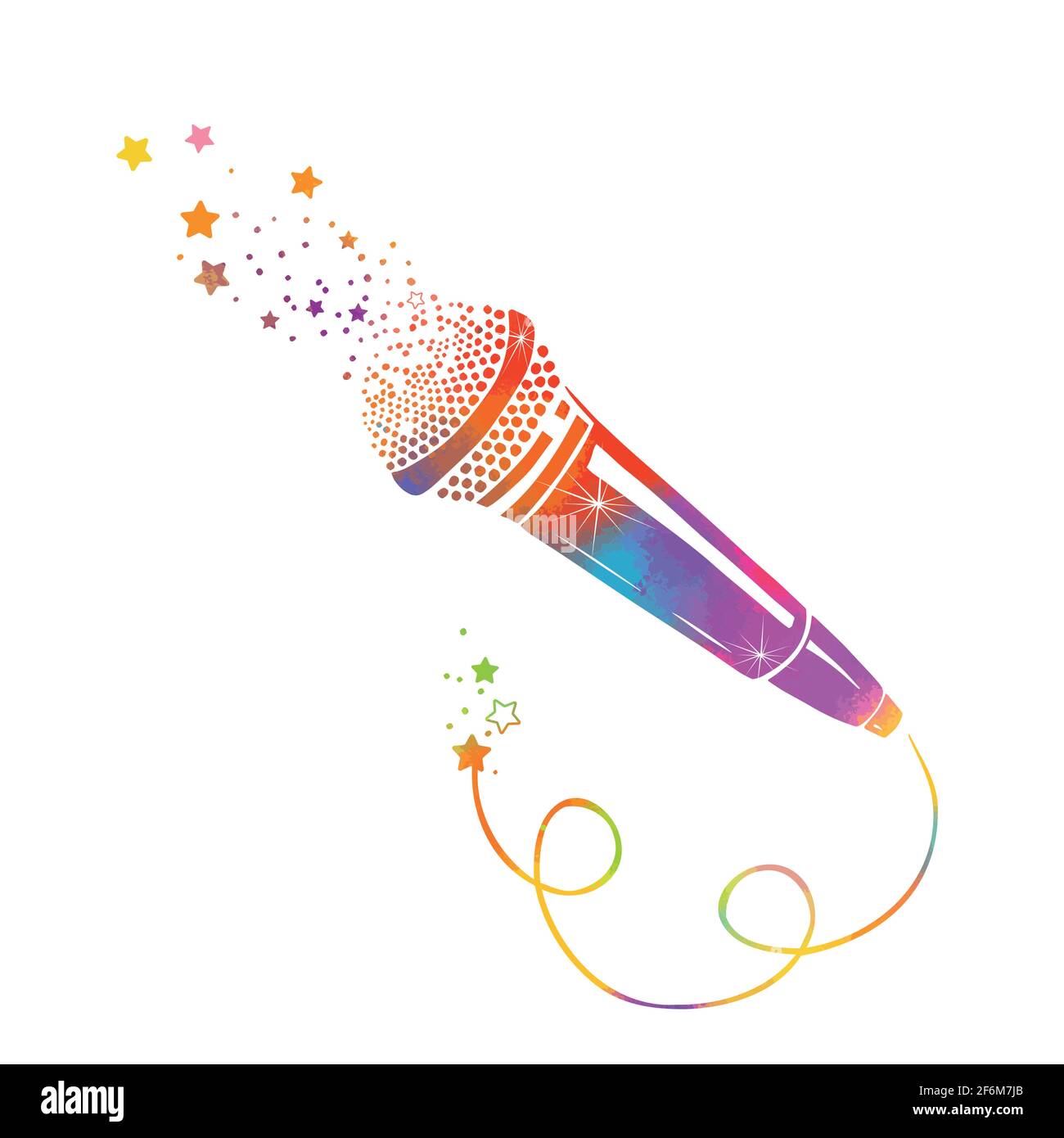 Mic vector icon. Cartoon Multicolored vector icon isolated on white ...