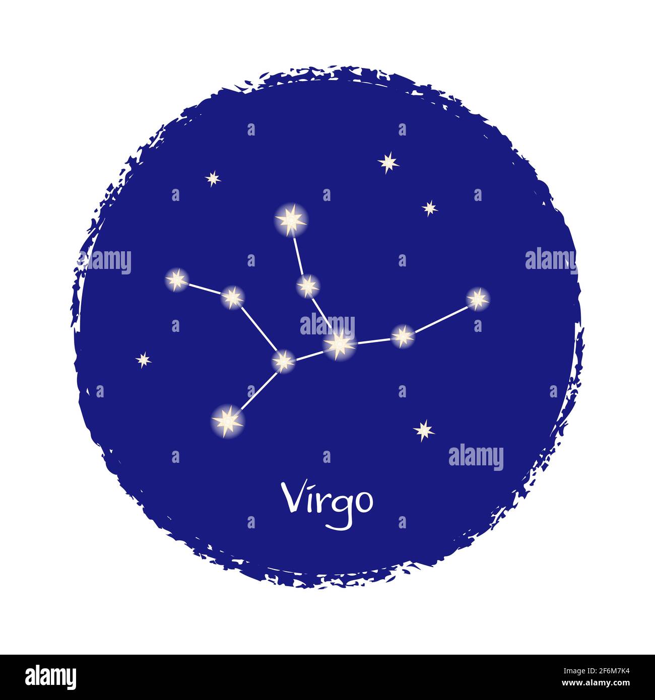 Virgo zodiac constellation sign on dark background. Shining stars in ...