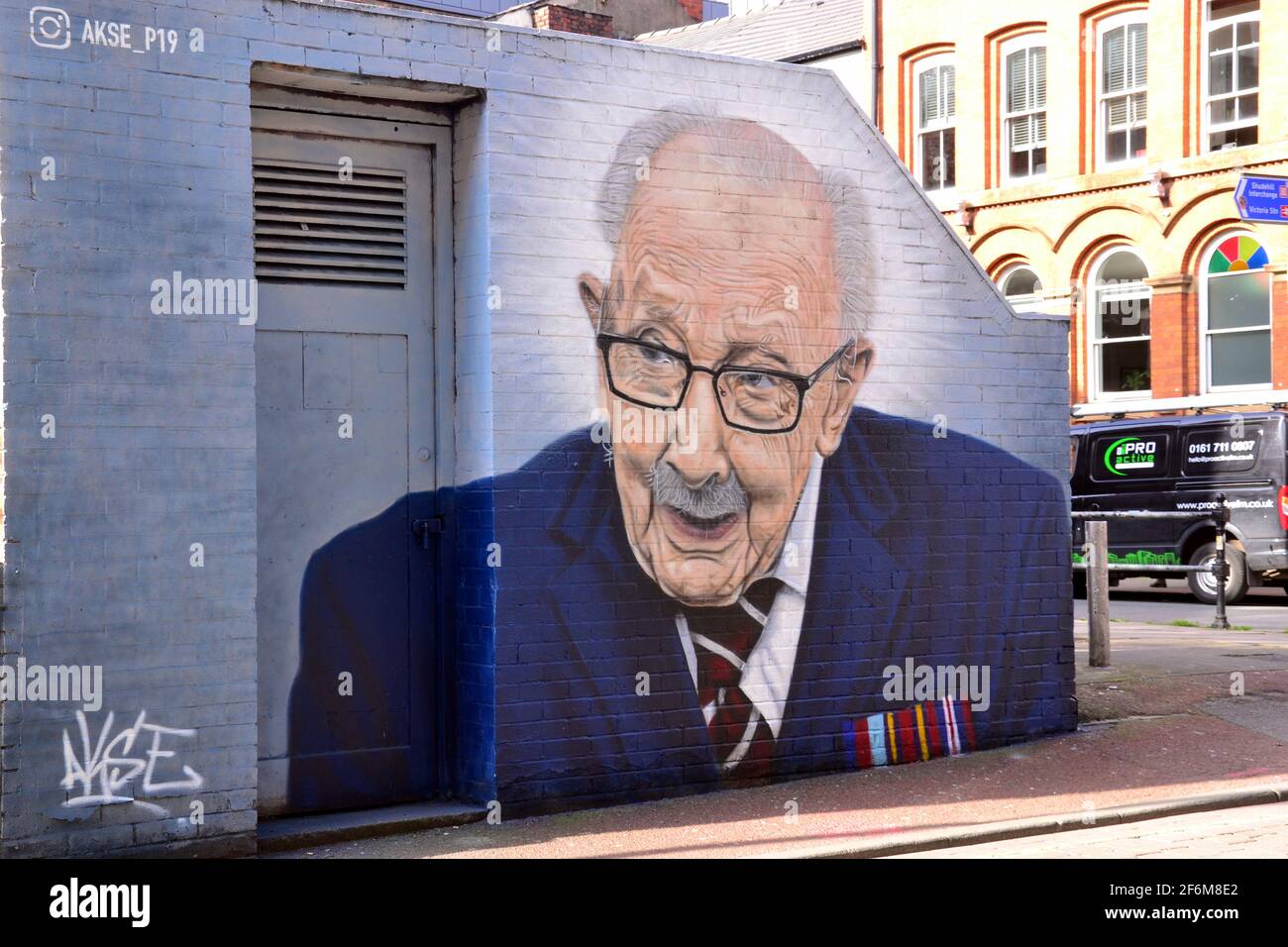 A newly created street art painting of Captain Sir Thomas Moore in ...