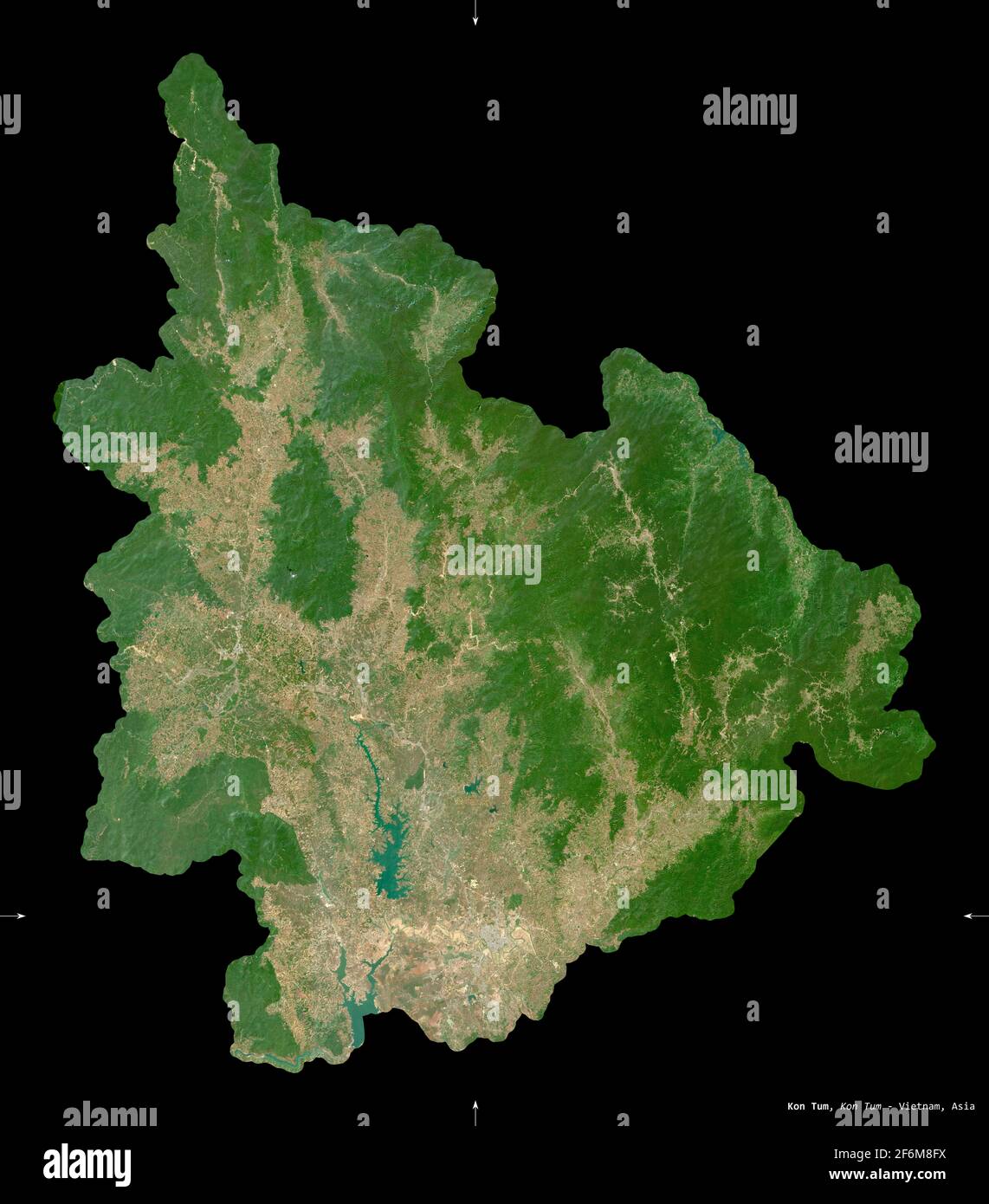 Kon Tum, province of Vietnam. Sentinel-2 satellite imagery. Shape ...