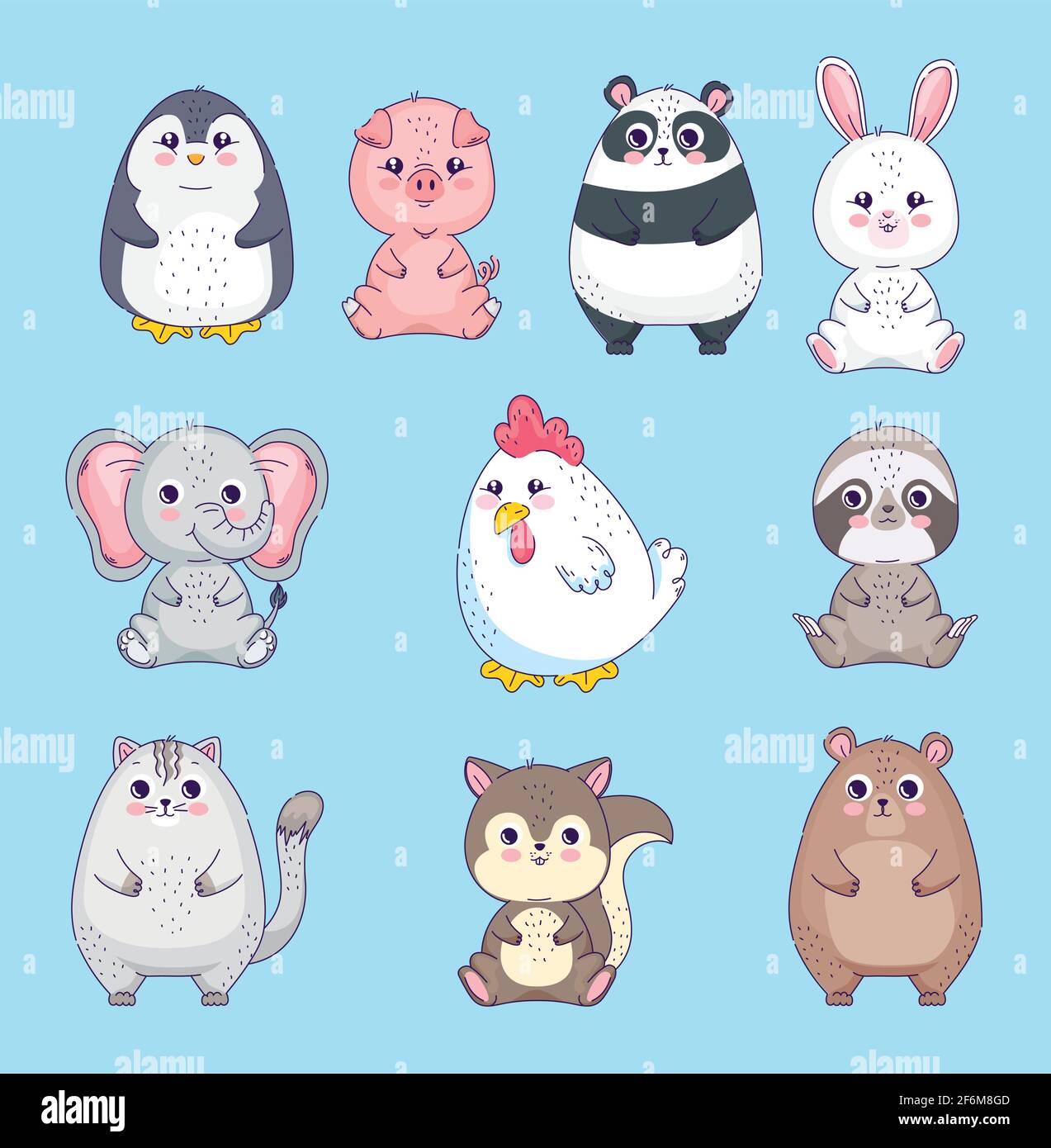 ten cute animals Stock Vector Image & Art - Alamy