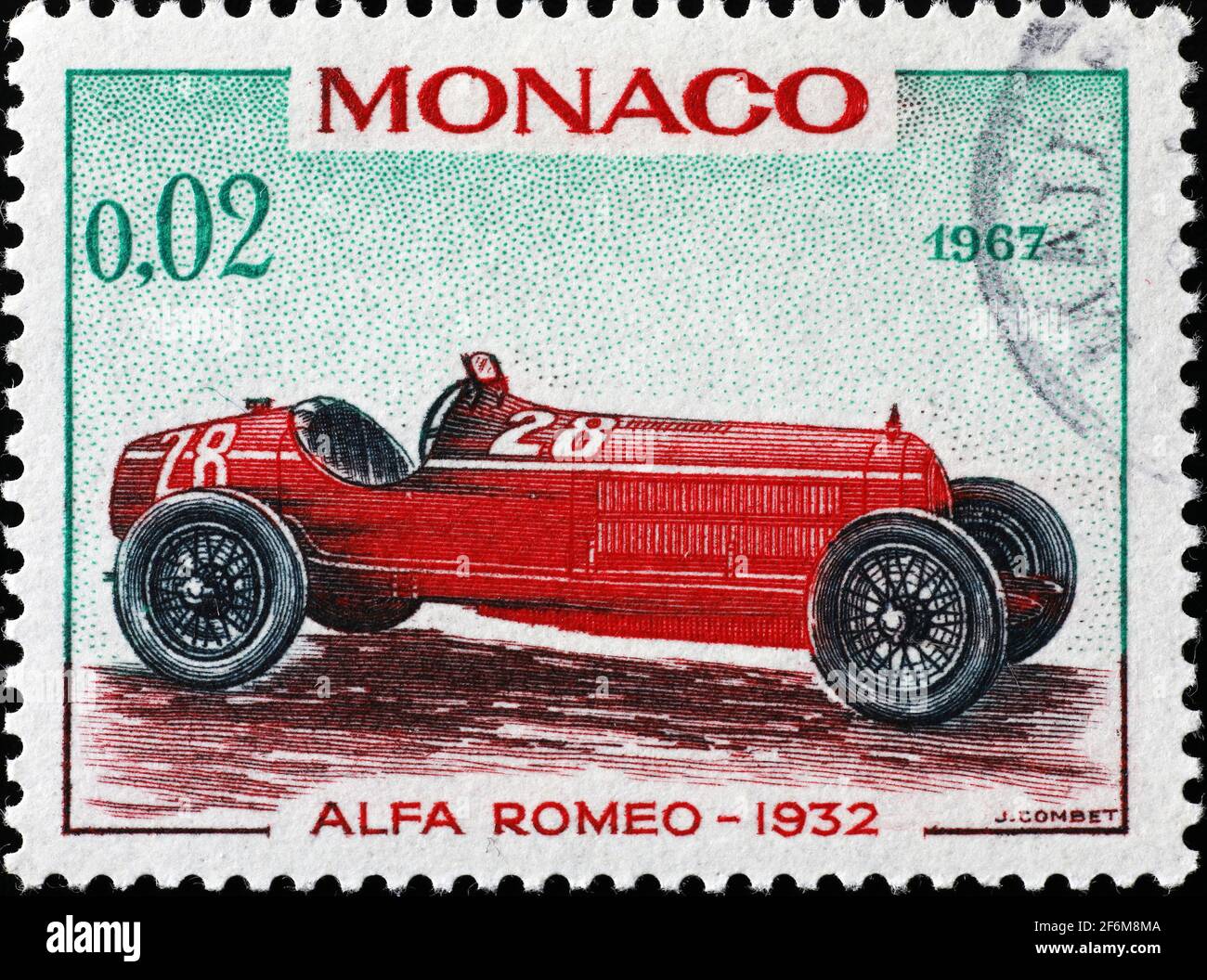 Alfa Romeo of 1932 on vintage stamp of Monte-Carlo Stock Photo - Alamy