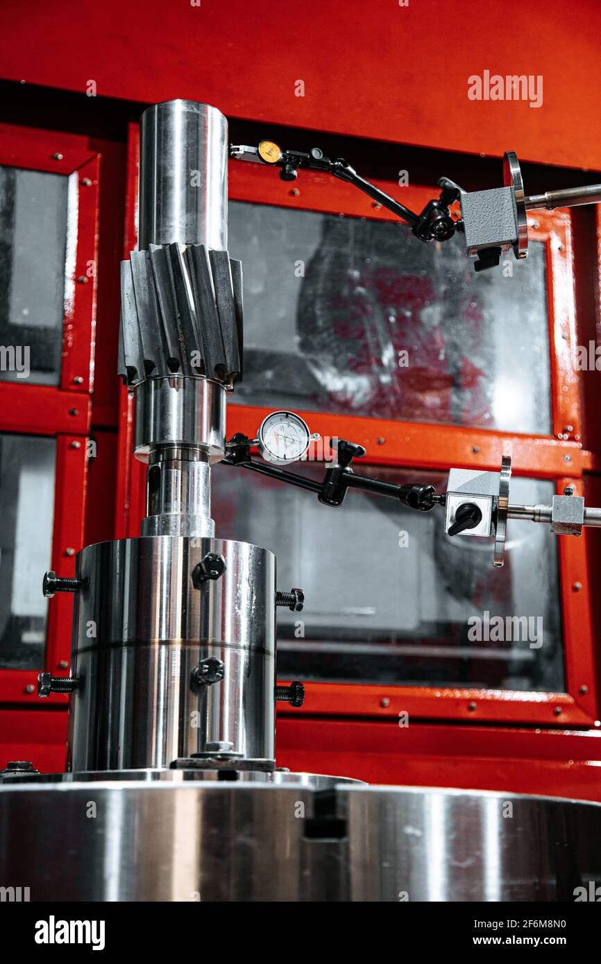 Industry lathe machine milling cutter gear precision work Stock Photo ...