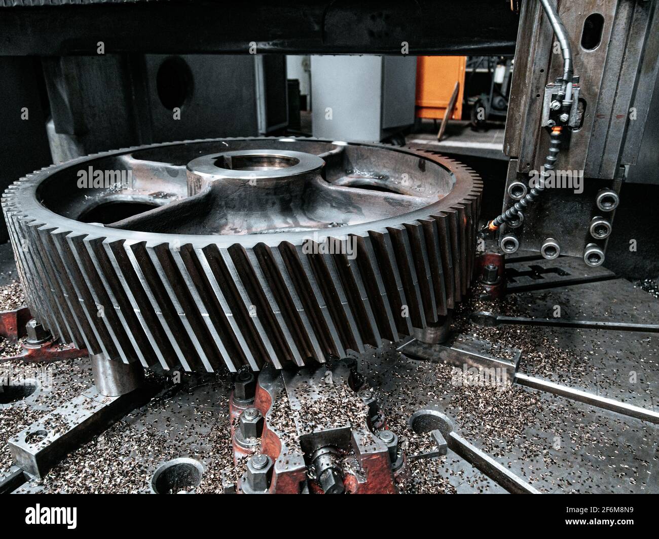 Industry lathe machine milling cutter gear precision work Stock Photo ...