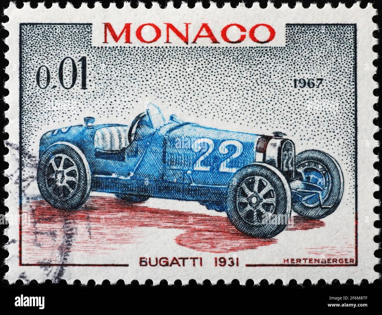 Bugatti of 1931 on vintage stamp of Monte-Carlo Stock Photo - Alamy