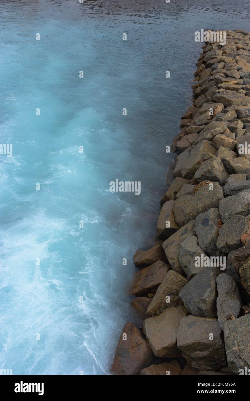 Wastewater outlet from the thermal power plant to a river in Barcelona ...