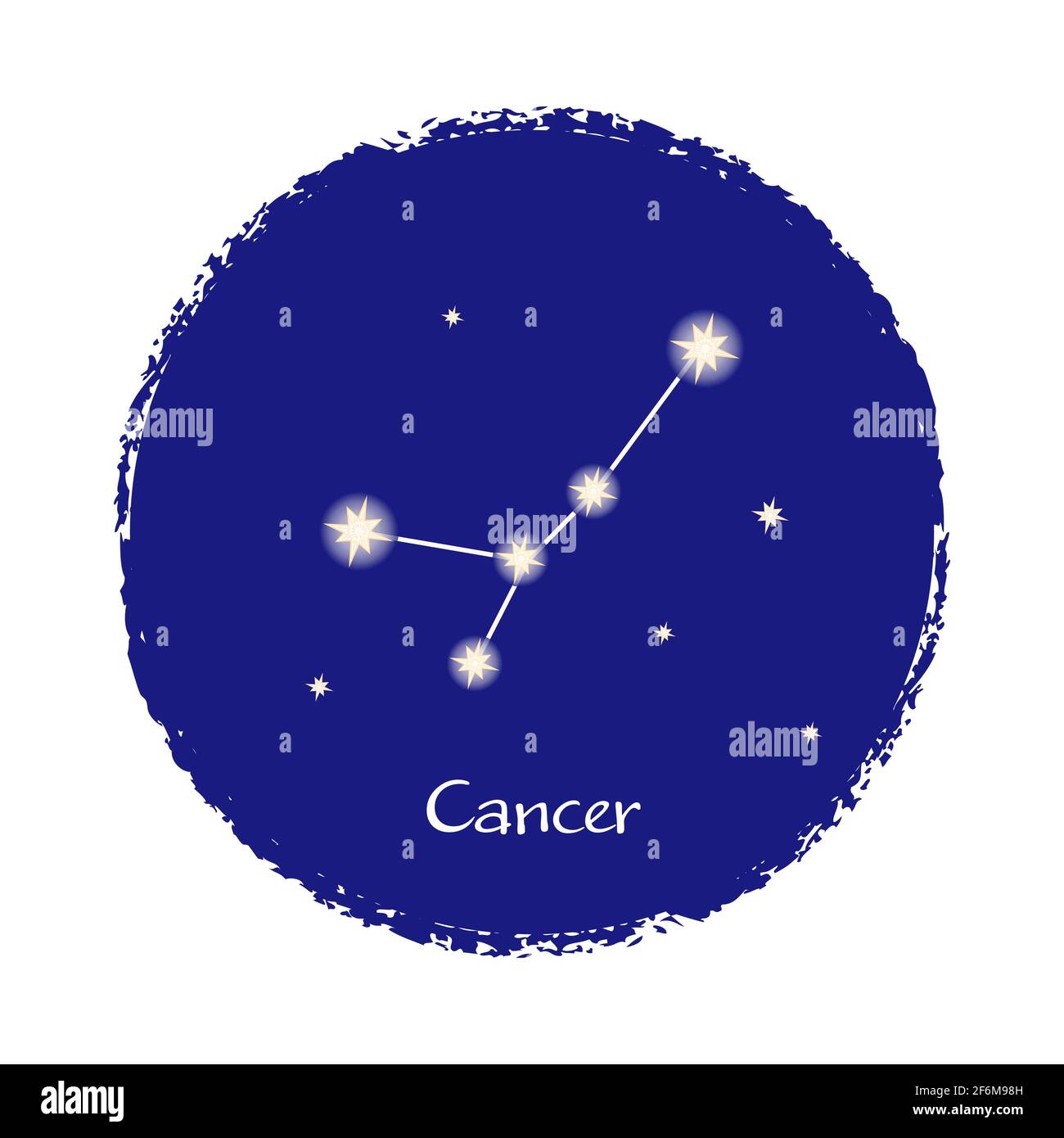 Cancer zodiac constellation sign on dark background. Shining stars in ...