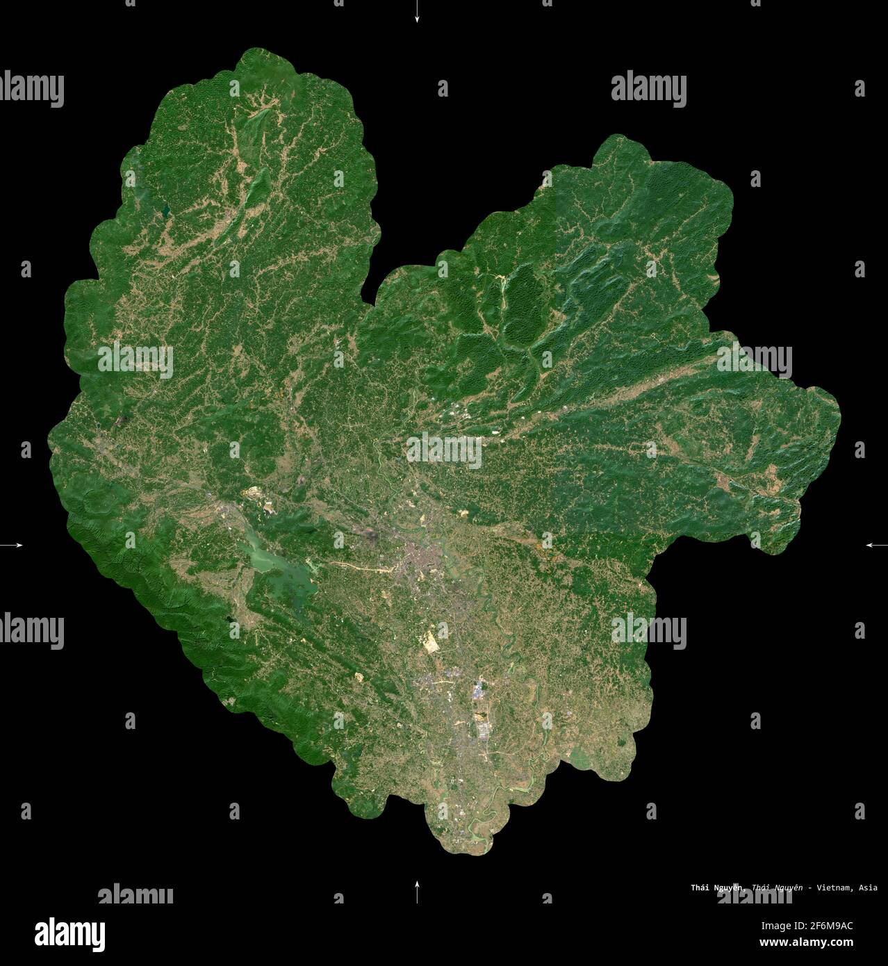 Thai Nguyen, province of Vietnam. Sentinel-2 satellite imagery. Shape ...