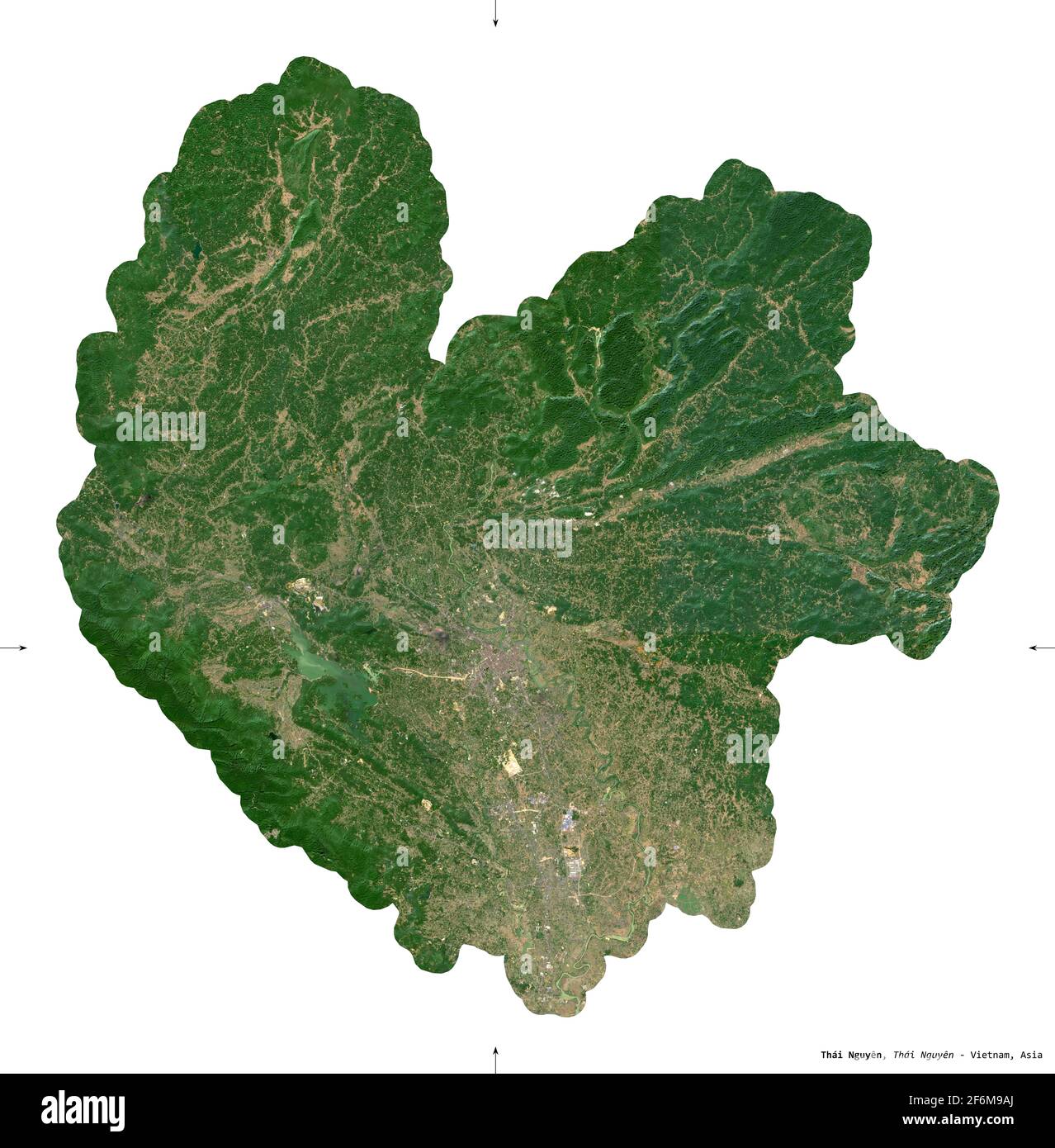 Thai Nguyen, province of Vietnam. Sentinel-2 satellite imagery. Shape ...