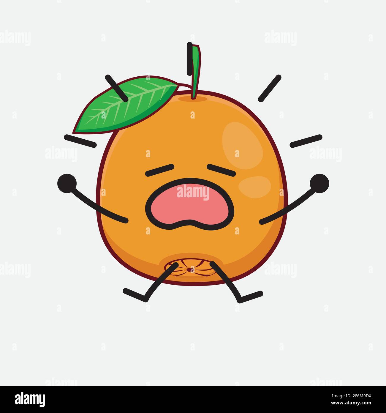 Vector Illustration of Navel Orange Character with cute face, simple ...