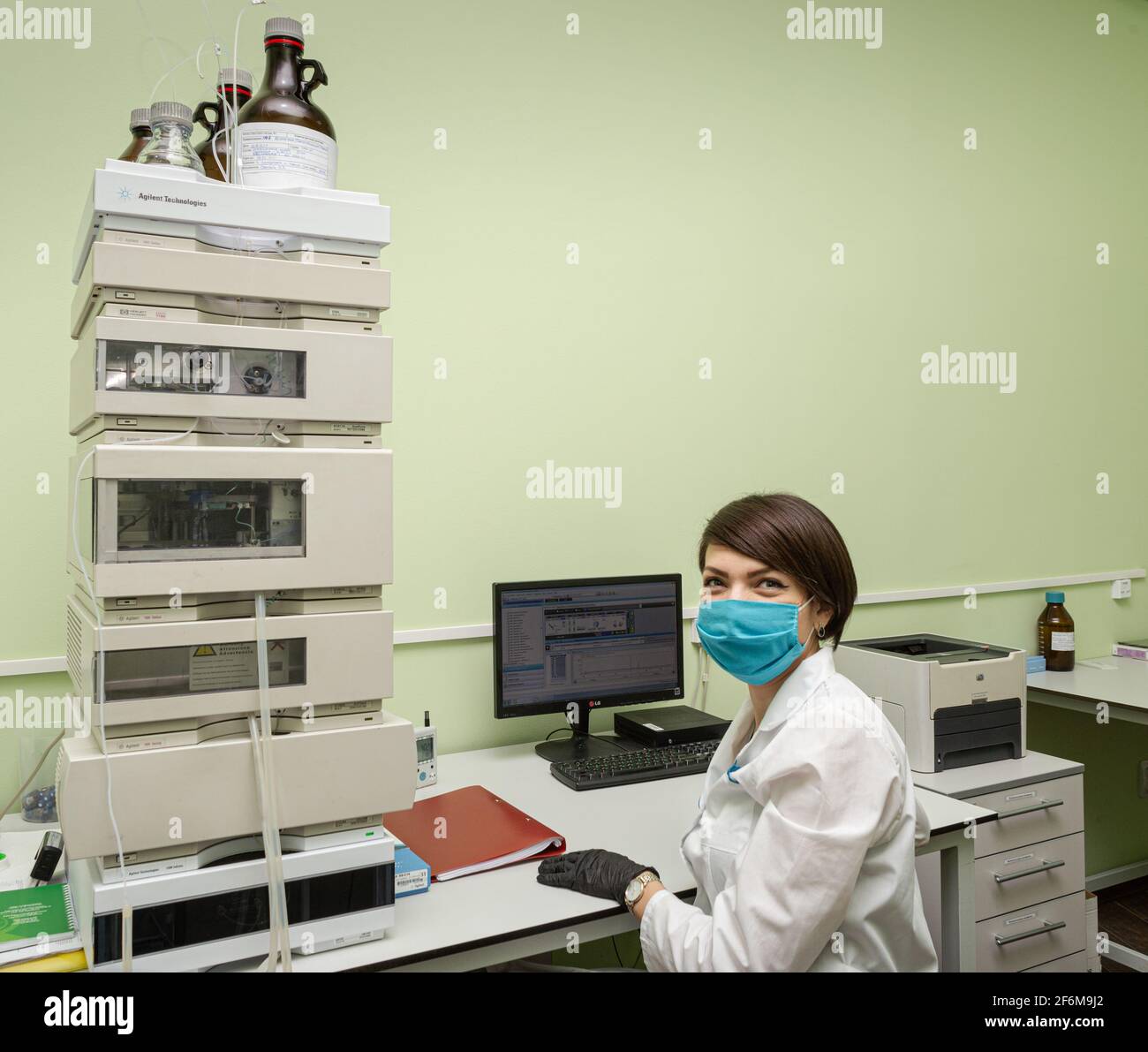 Conducting chemical and biological experiments in the laboratory Stock ...