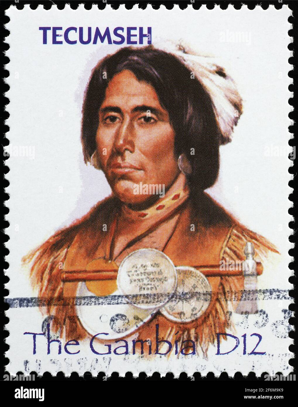 Indian chief Tecumseh on postage stamp Stock Photo - Alamy