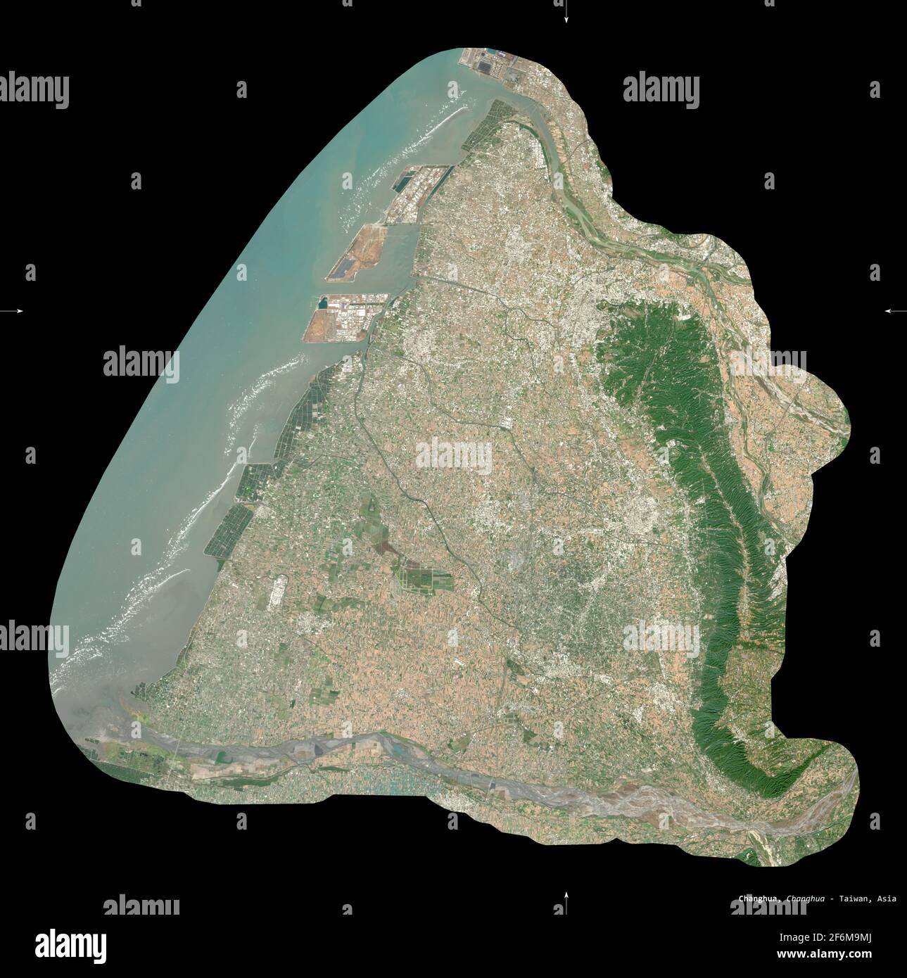 Changhua, county of Taiwan. Sentinel-2 satellite imagery. Shape ...