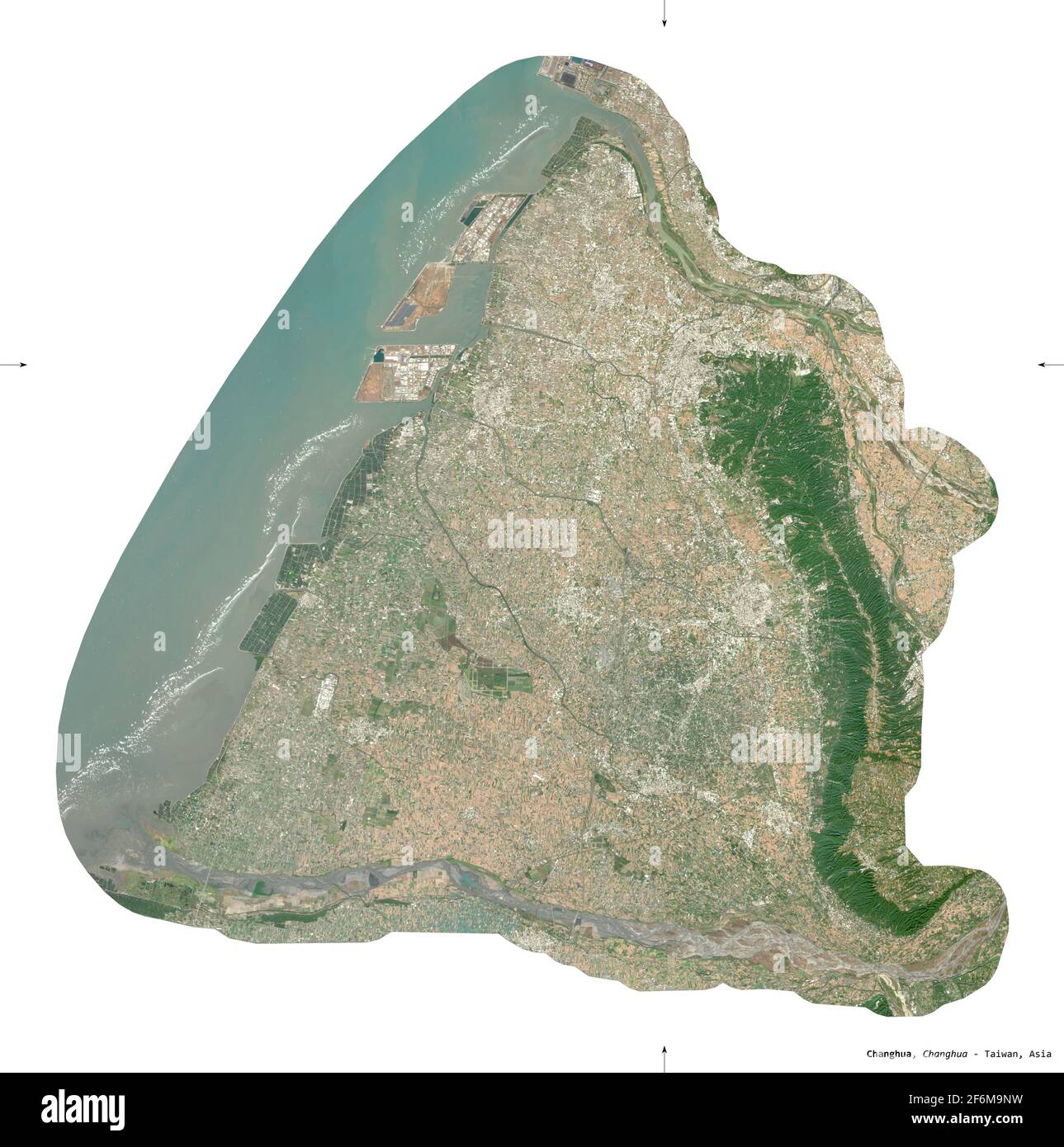 Changhua, county of Taiwan. Sentinel-2 satellite imagery. Shape ...