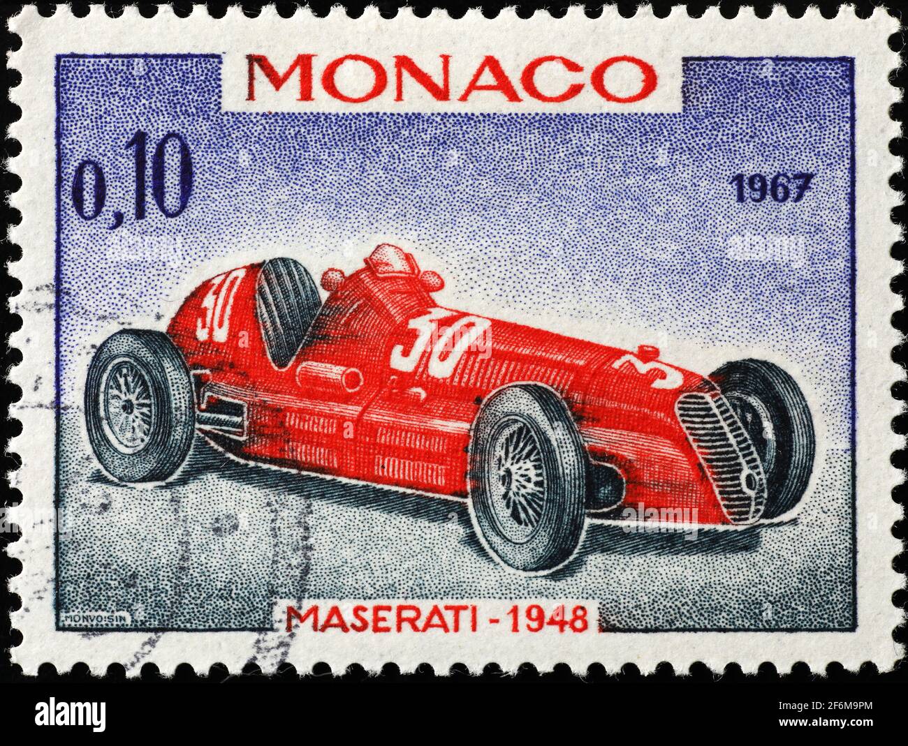Maserati of 1948 on vintage stamp of Monte-Carlo Stock Photo - Alamy