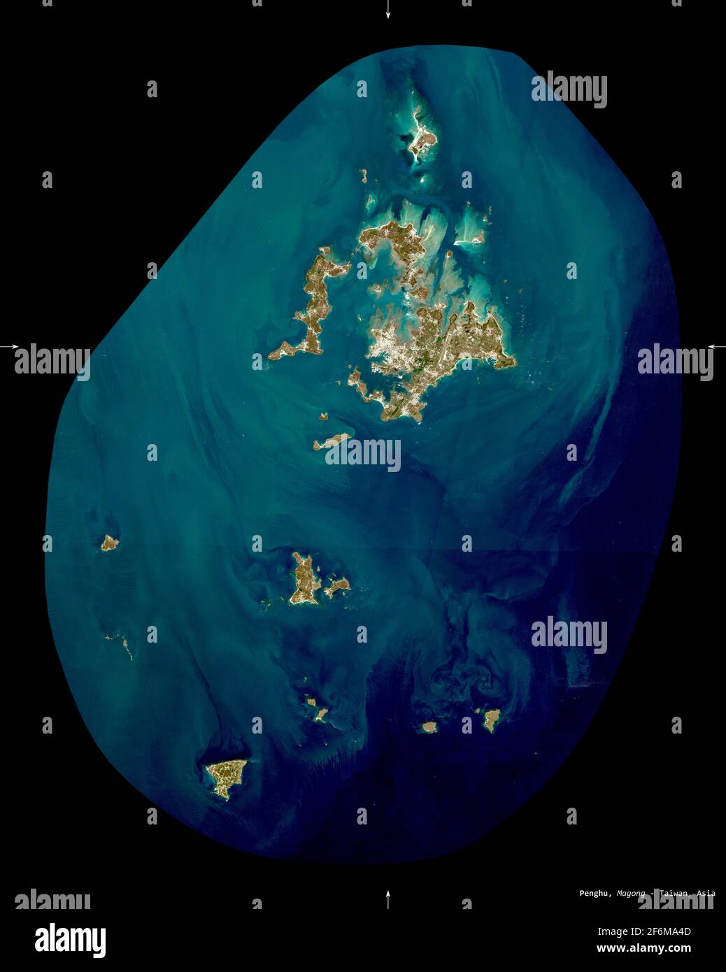 Penghu, county of Taiwan. Sentinel-2 satellite imagery. Shape isolated ...