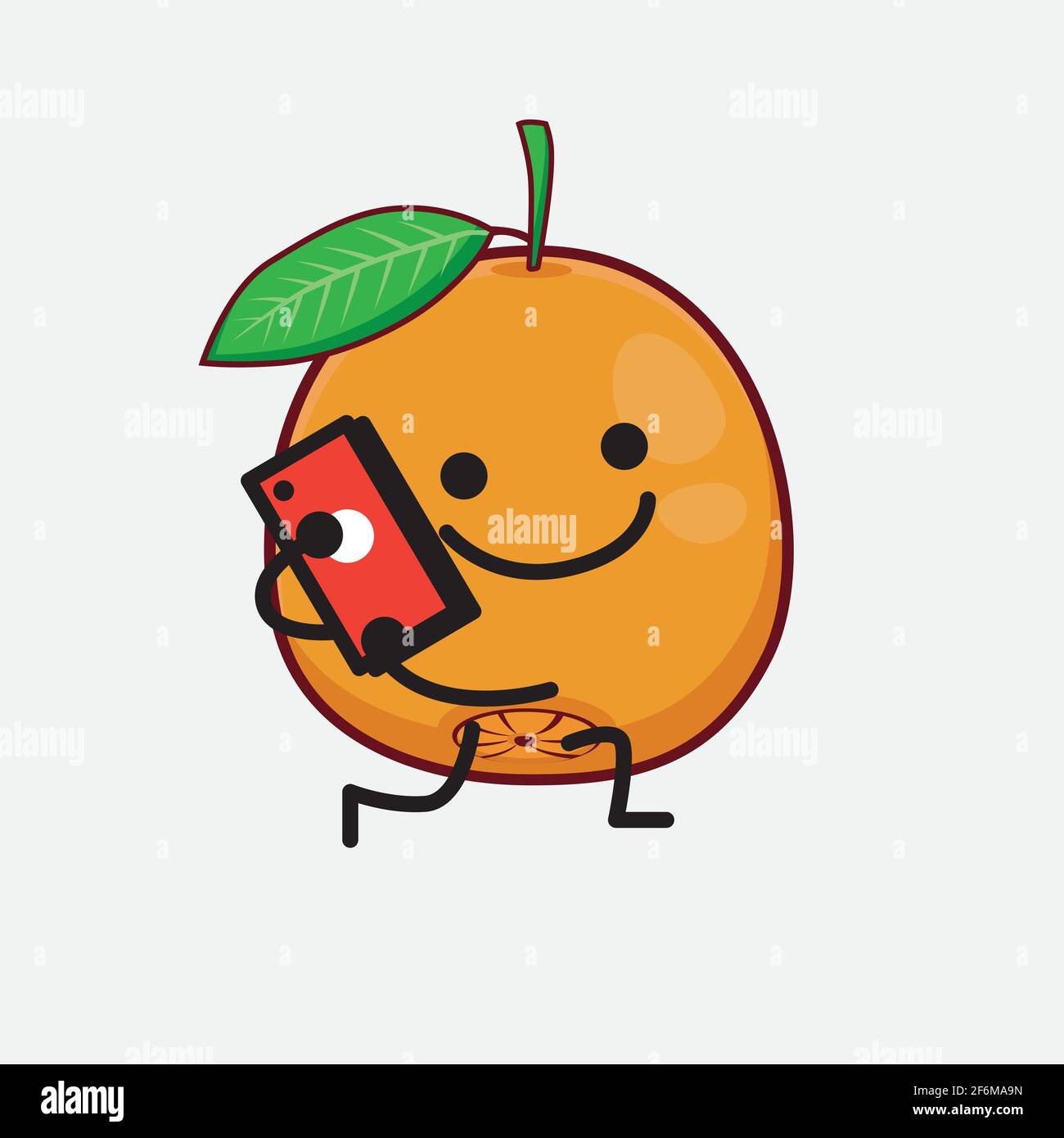 Vector Illustration of Navel Orange Character with cute face, simple ...