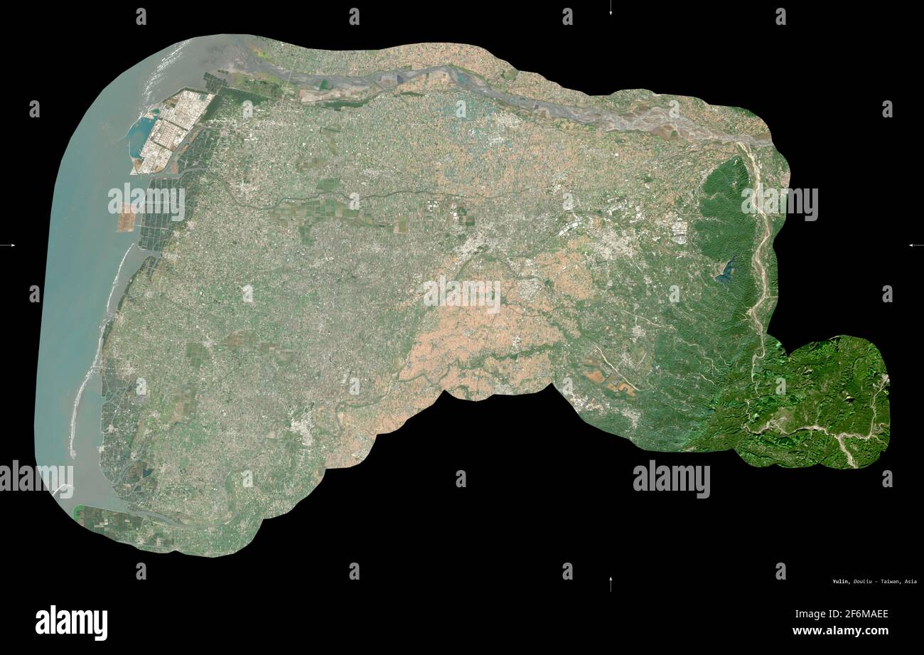 Yulin, county of Taiwan. Sentinel-2 satellite imagery. Shape isolated ...