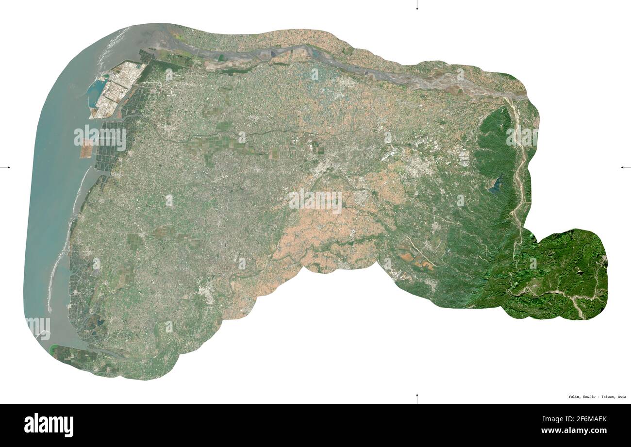 Yulin County Of Taiwan Sentinel 2 Satellite Imagery Shape Isolated On White Description