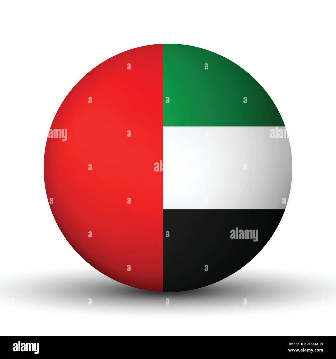 Glass light ball with flag of United Arab Emirates. Round sphere ...