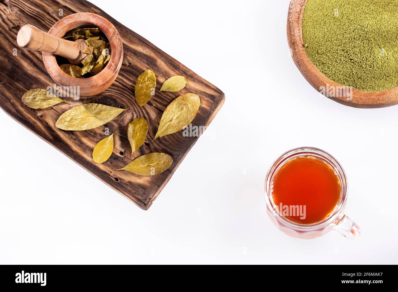 Coca leaf infusion - Erythroxylum coca Stock Photo - Alamy