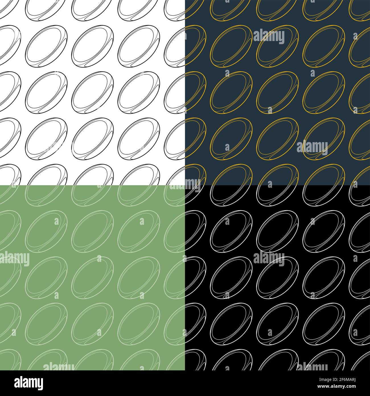 set of seamless patterns with sports ball for rugby. Team sports ...