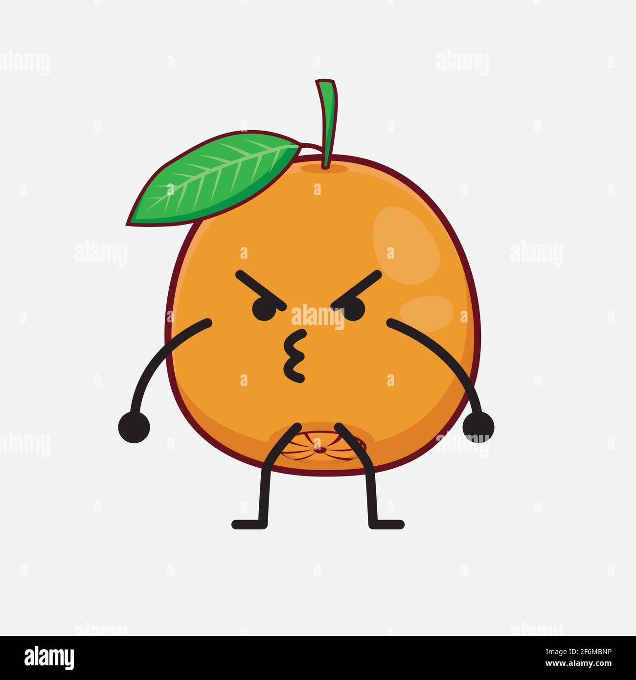 Vector Illustration of Navel Orange Character with cute face, simple ...