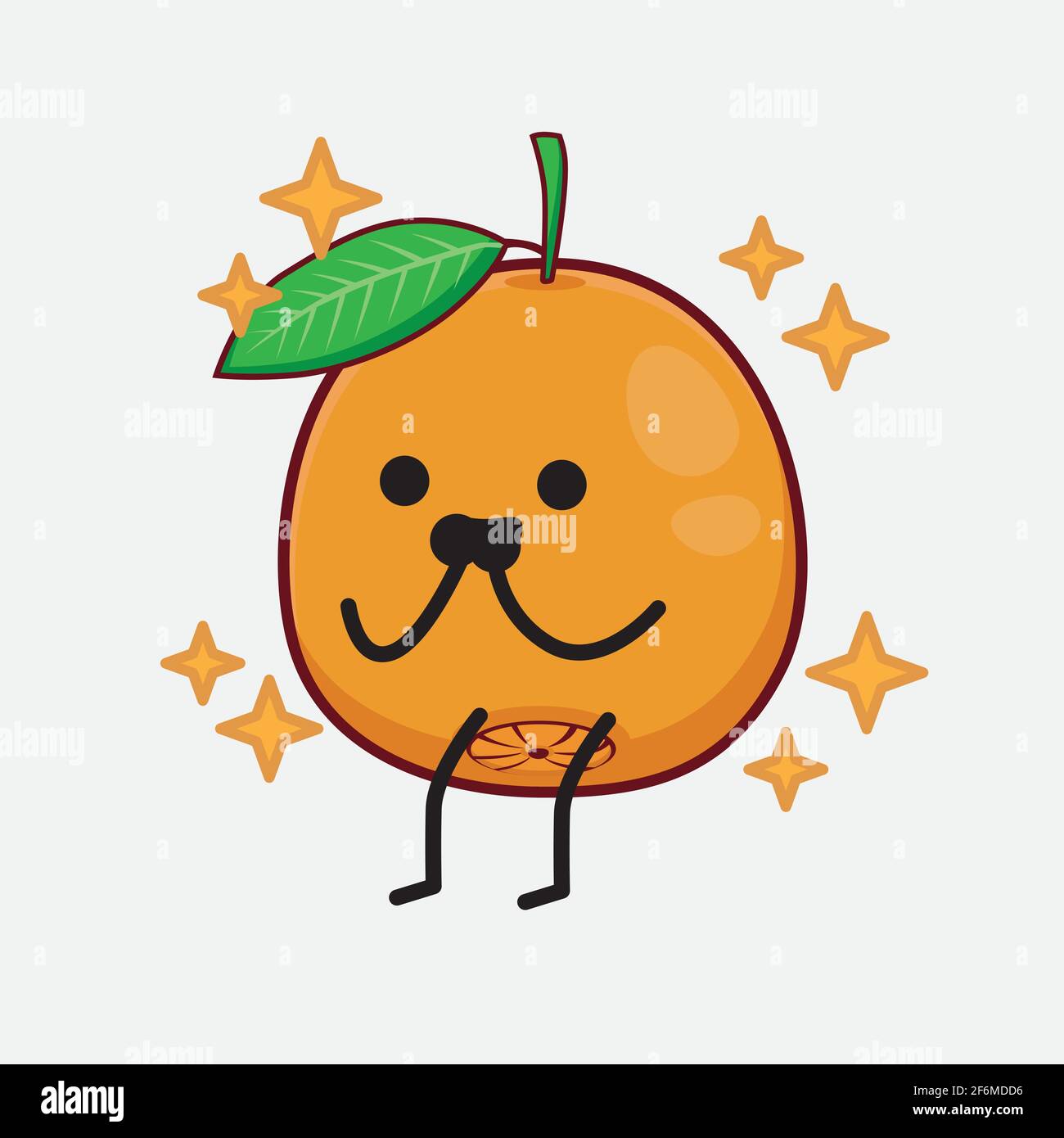 Vector Illustration of Navel Orange Character with cute face, simple ...