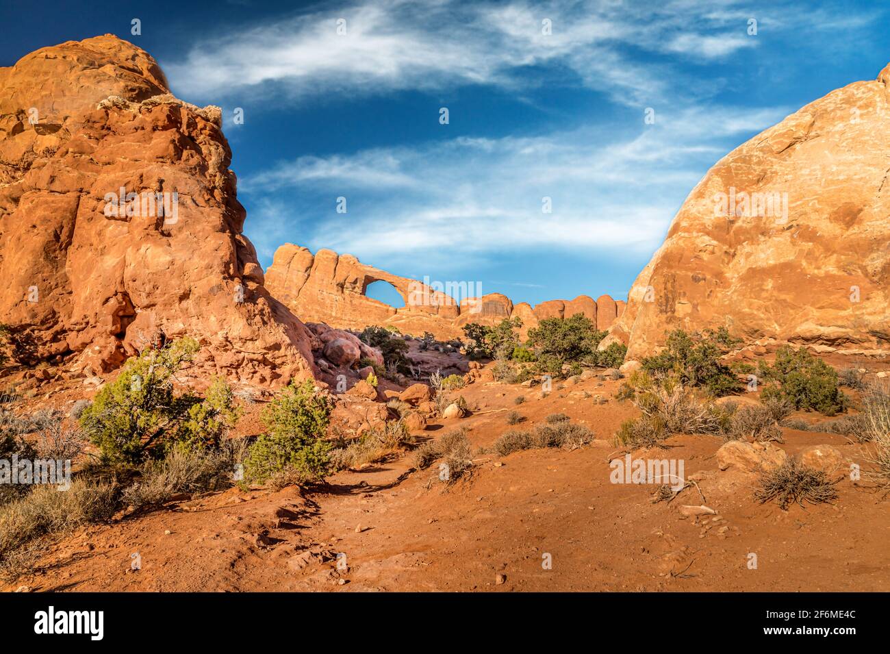 The famous Skyline Arch in the Arches National Park, Utah Stock Photo ...
