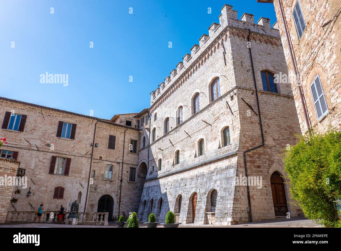 A square of the famous medieval town of Assisi, Umbria, Italy Stock ...