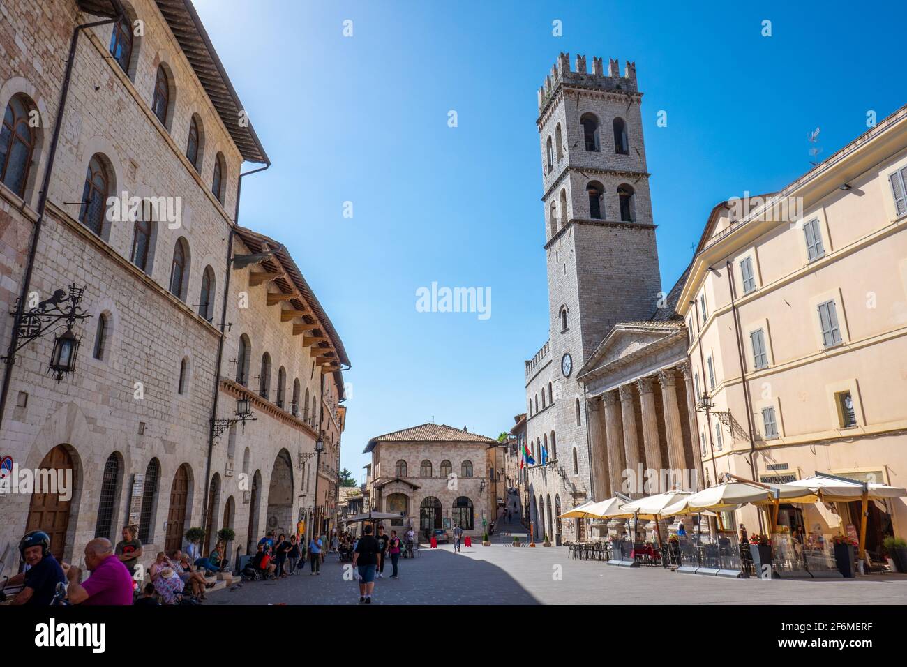 The town square of Assisi, a medieval town famous for being the ...